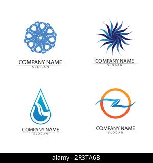 Isolated round shape logo. Blue color logotype. Flowing water image ...
