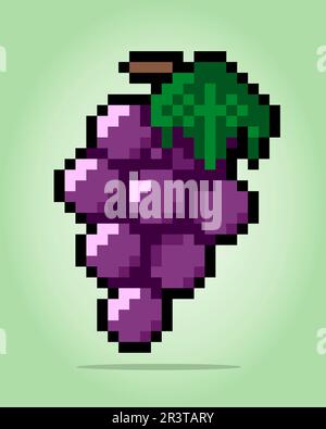 Grape pixel art isolated vector icon, sign, logo. Illustration of grape ...