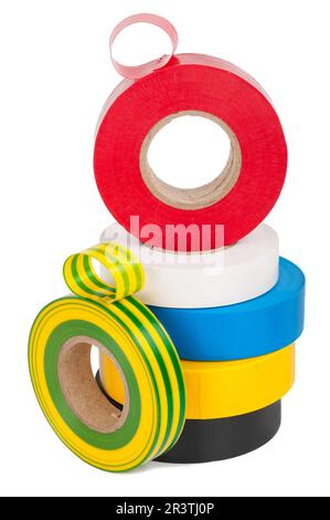 Roll of yellow and green isolation tape isolated on a white background ...
