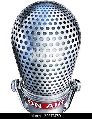 high resolution 3D rendering of a microphone with a live icon Stock ...