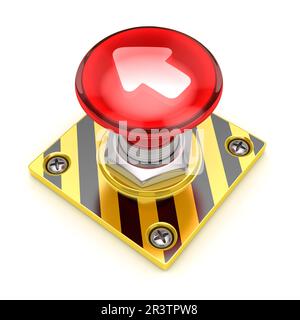 Upload arrow icon isolated on 3d yellow round button abstract ...