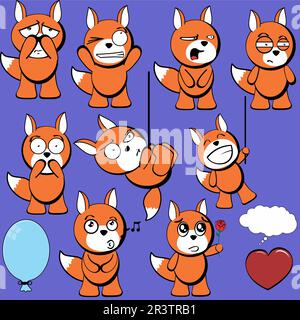 Chubby fox animal cartoon sticker illustration Stock Vector Image & Art ...