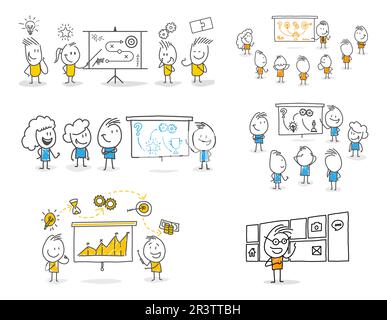 Stick figures. Education, Workshop, Lecturer. Isolated on white ...