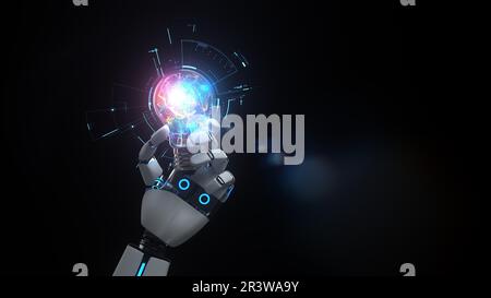 Humanoid Robot Hand Bulb, AI Creativity Stock Photo - Alamy