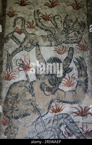 Wall paintings of hell and the devil Stock Photo - Alamy