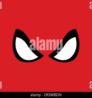 Vector red mask white eyes cartoon logo superhero background. Cartoon ...
