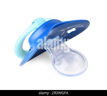 One blue baby pacifier isolated on white Stock Photo - Alamy