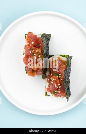 Japanese hand rolls with spicy tuna fish Stock Photo - Alamy