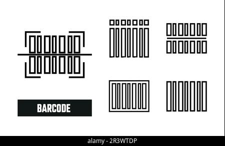 Barcode Lineal Icon Symbol Vector. Black Outline Barcode Icon Stock ...