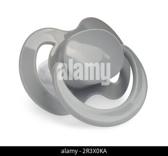 New light grey baby pacifier isolated on white Stock Photo - Alamy