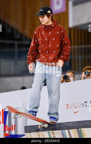 Japanese Yuto Horigome, an Olympic gold medalist in a skateboard event ...