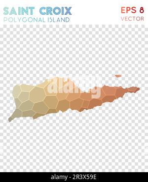 Vector polygonal Saint Croix map. Vibrant geometric island in low poly ...