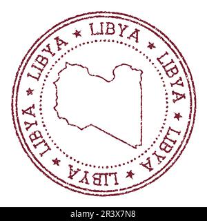 Libya badge. Map of the country with beautiful geometric waves and ...