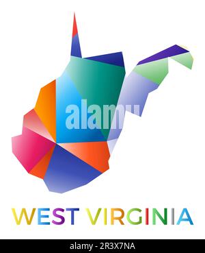 Bright colored Virginia shape. Multicolor geometric style US state logo ...