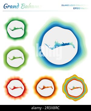 Grand Bahama logo. Badge of the island. Layered circular sign around ...