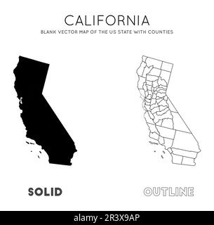 California state map with counties borders and colored congressional ...