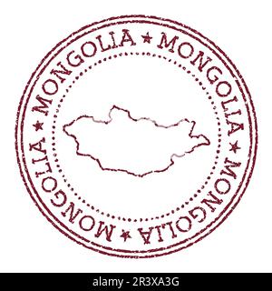 Mongolia sticker. Travel rubber stamp with map of country, vector ...