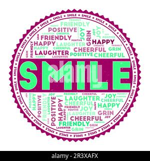 HAPPY word image. Happy concept with word clouds and round text. Nice ...