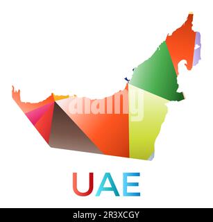 UAE map design. Shape of the country with beautiful geometric waves and ...