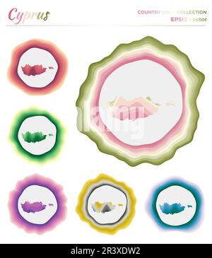 Cyprus logo collection. Colorful badge of the country. Layers around ...