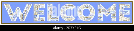The word Welcome. Vector banner with the text colored rainbow. Vector ...