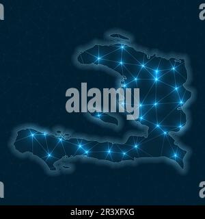 Network map of Haiti. Country digital connections map. Technology ...