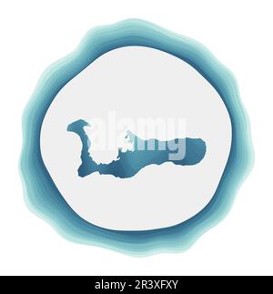 Grand Cayman icon. Round logo with island map and title. Stylish Grand ...
