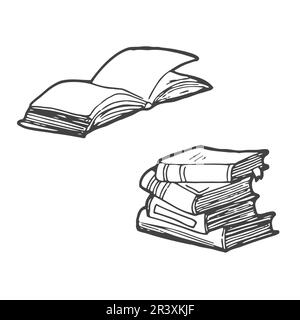 Stack of paper pages line art. Blank sheets. Hand drawn doodle vector ...