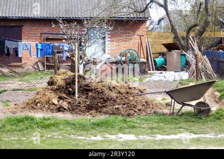 Compost and composted soil cycle as a composting pile of rotting ...