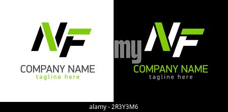 Logo Emblem Monogram NF. Bright stripes or line. Black and green sign ...