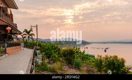 Chiang Khan village North Eastern Thailand alongside the Mekong river ...