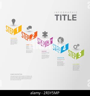 Progress process diagonal schema diagram infographic template made of ...