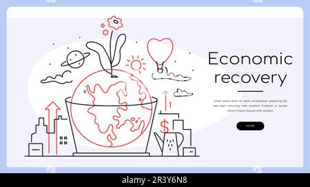 Economic recovery - modern colorful line design style banner Stock ...