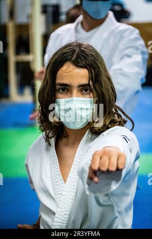 Young people practicing traditional karate Stock Photo - Alamy