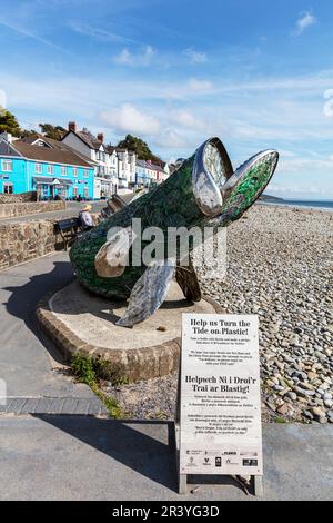 Plastic recycling bin on Amroth beach, Pembrokeshire, Wales, UK, clean ...