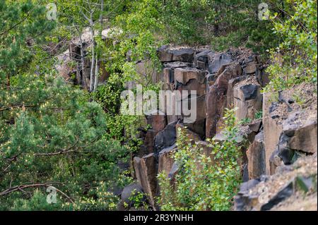 Basalt pillars in an abandoned quarry. Abandoned basalt quarry as a ...