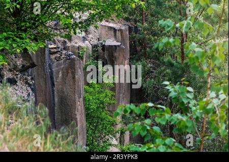 Basalt pillars in an abandoned quarry. Abandoned basalt quarry as a ...