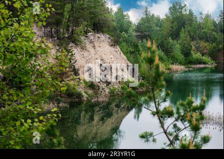 Basalt pillars in an abandoned quarry. Abandoned basalt quarry as a ...