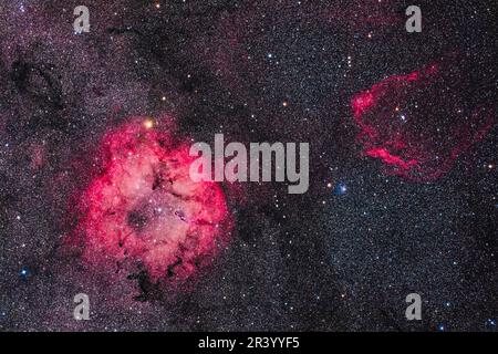 Nebulosity in Cepheus, with emission nebula IC 1396 and arcs of ...