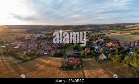 Aerial photos from Allrode Harz sunset Stock Photo - Alamy