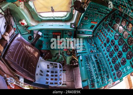 Cockpit of a Tu-95MS strategic bomber of the Russian Air Force Stock ...