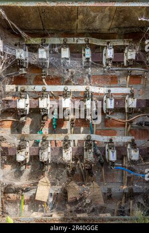 Old brick power distributor energy network Stock Photo - Alamy