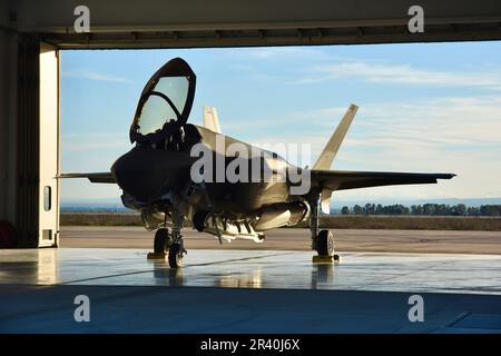 Italian Air Force F-35A parked at Amendola Air Base, Italy Stock Photo ...