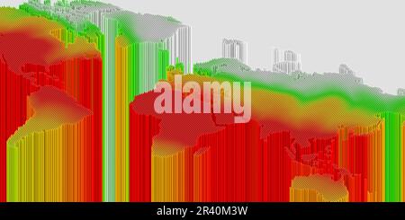 An illustrative map of the world with temperature trends showing global ...