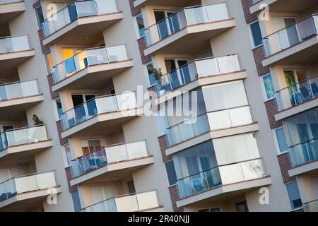 Urban building terrace type facade view Stock Photo - Alamy