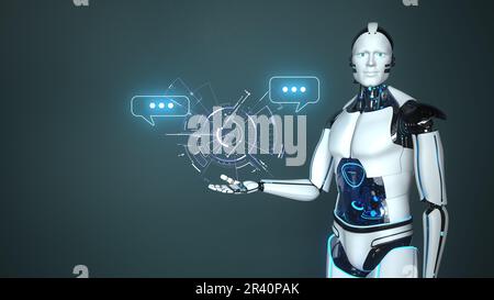 Humanoid Robot Chat AI HUD Stock Photo - Alamy