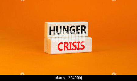 Hunger Crisis symbol. Wooden blocks with words Hunger Crisis. Beautiful ...