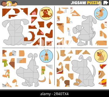 Jigsaw puzzle games set with funny cartoon vehicles Stock Photo - Alamy