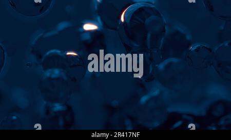 dark blue phantom translucent liquid balls glowing in darkness - photo ...