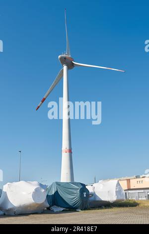 Storage yard for components of wind turbines of the company Enercon in ...